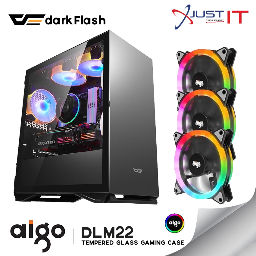 Aigo Darkflash Dlm22 M-Atx Tempered Glass Case - Black/White/Pink/Green ...