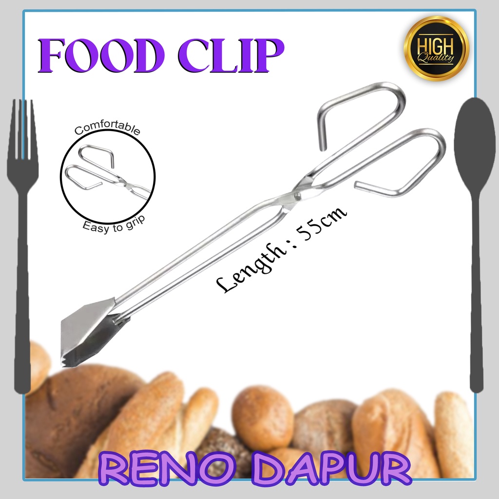 55cm Stainless Steel Tongs Barbecue Clip Bread Clip Long Food Clip ...