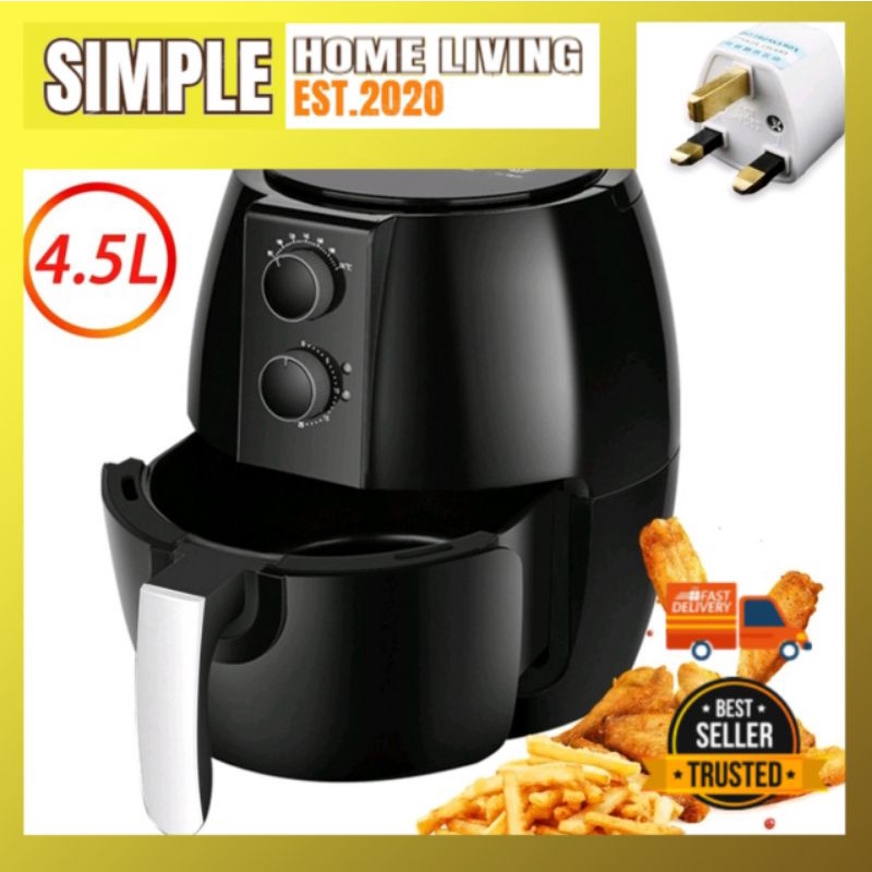 READYSTOCK 4.5L Electric Air Fryer Timer Cooker Non-Stick Fry Roast ...