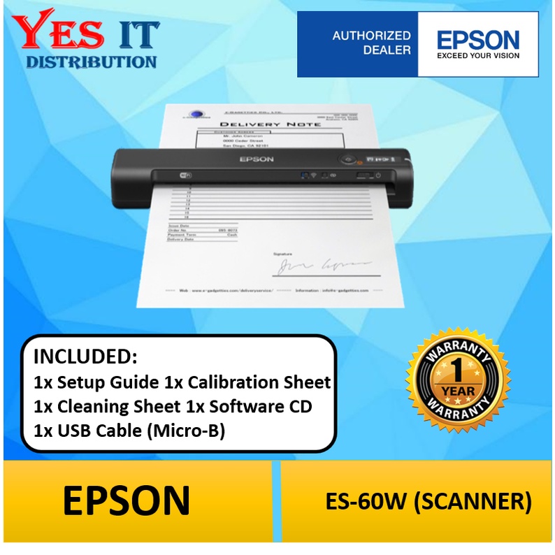 Epson WorkForce ES-60W / DS-360W Wireless Portable Sheetfed Document ...