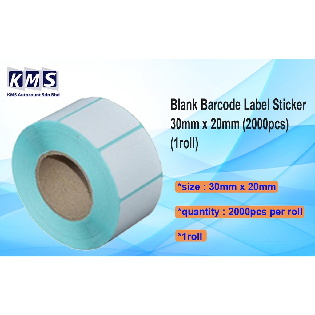 Blank Barcode Label Sticker 30mm x 20mm (2000pcs) (1roll) | Shopee Malaysia
