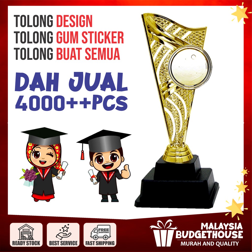 Plastic Trophy Piala Free Design Sticker Medal Hadiah Sukan Award ...