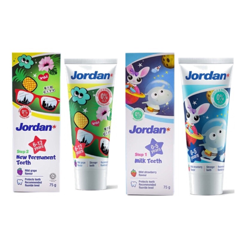 75g Jordan Kids toothpaste Step 1/Step 2 | Shopee Malaysia