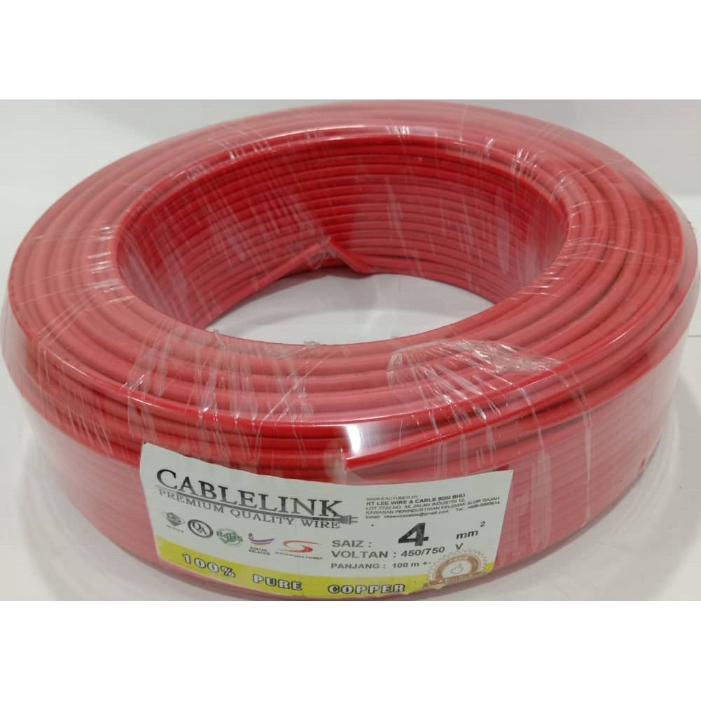 4mm CABLELINK PVC Cable (SIRIM) 100% PURE COPPER / ELECTRIC PVC CABLE ...