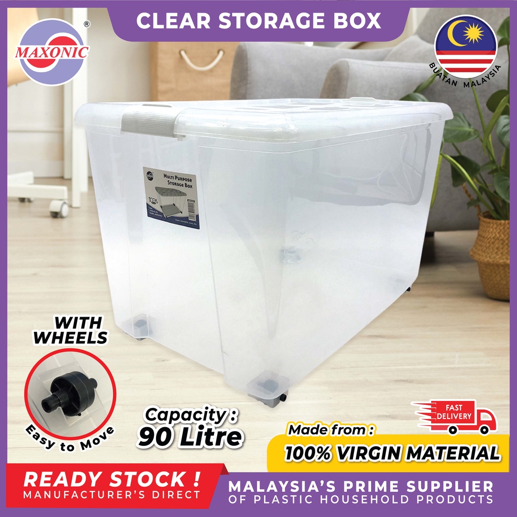MAXONIC 90L MULTIPURPOSE STORAGE BOX WITH TWO DIRECTIONAL WHEELS ...