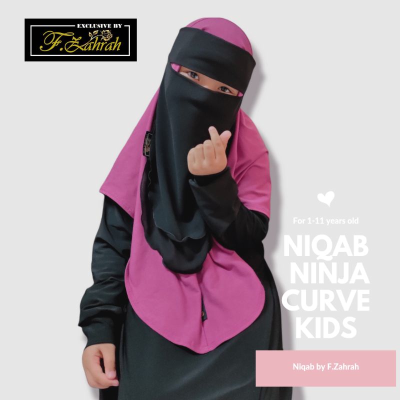 FZAHRAH Niqab Ninja Curve Budak/Niqob Kids 2 Layer Curve / Niqab Kanak ...