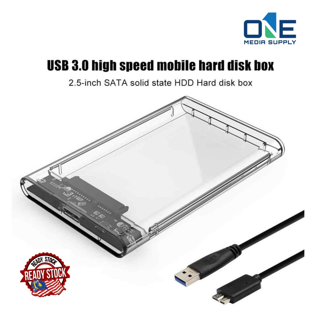 2.5" USB 3.0 SATA HDD Box HDD Enclosure Transparent Case | Shopee Malaysia