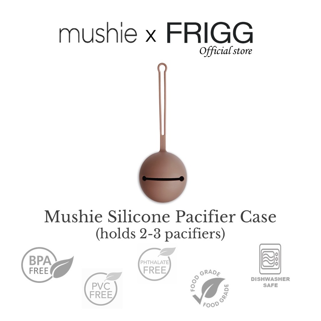 Mushie Silicone Pacifier Holder Case (7 Colours) with Strap - Holds 3 ...