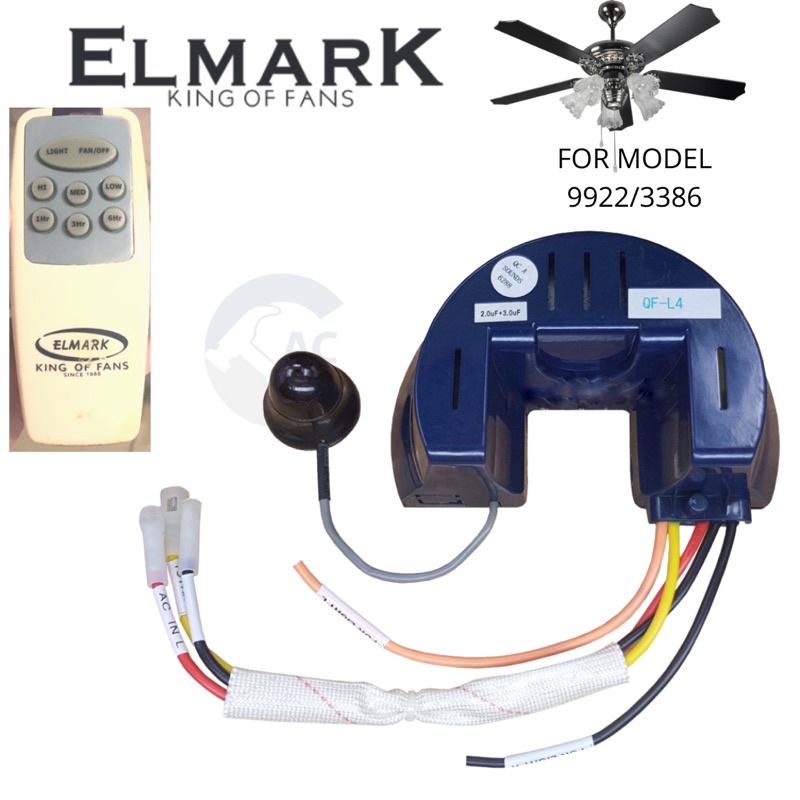 ELMARK ORIGINAL PCB BOARD/REMOTE CONTROL 9922/3386 LIGHT FAN MODEL ...