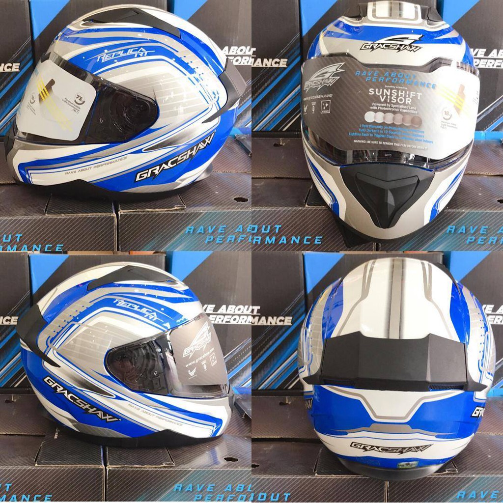 GRACSHAW FULLFACE HELMET G9200 GRANDIO GFORCE BLUE/WHITE Full Face ...