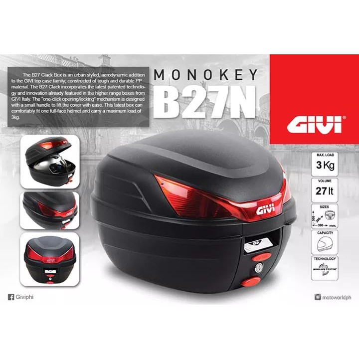 (END YEAR SALE) Givi Box B27N, B27N2,B270N, Monolock Top Case, Givi Heavyduty Advance Rack (HRV ...