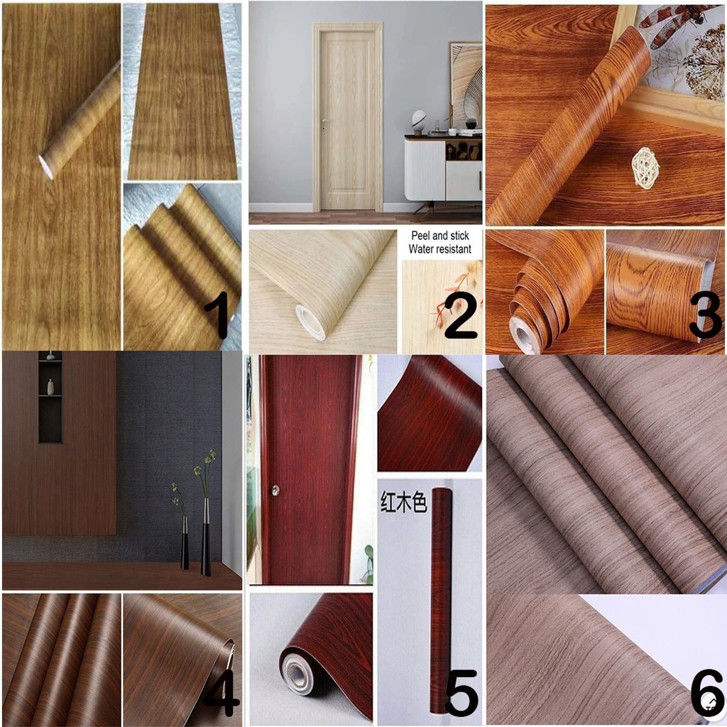 KAYU Brown WOOD WALLPAPER STICKER 3D WALLPAPER Wall STICKER WOOD ...