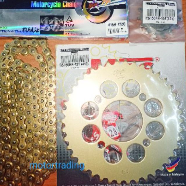 MCS 415 Gold SPROCKET SET RS150 ( GOLD CHAIN + SPROCKET) | Shopee Malaysia