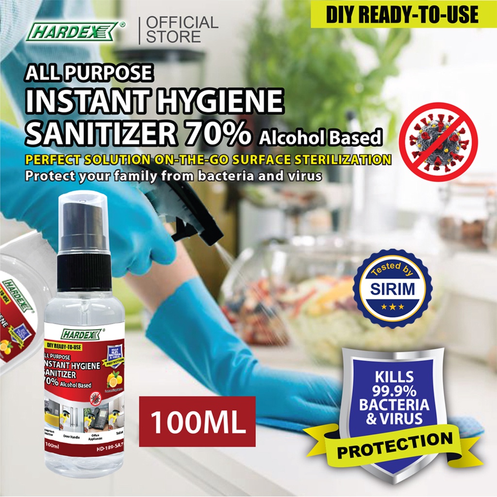 HARDEX Instant Sanitizer 70% Alcohol Based (100ml) HD-189-SA7 | Shopee ...