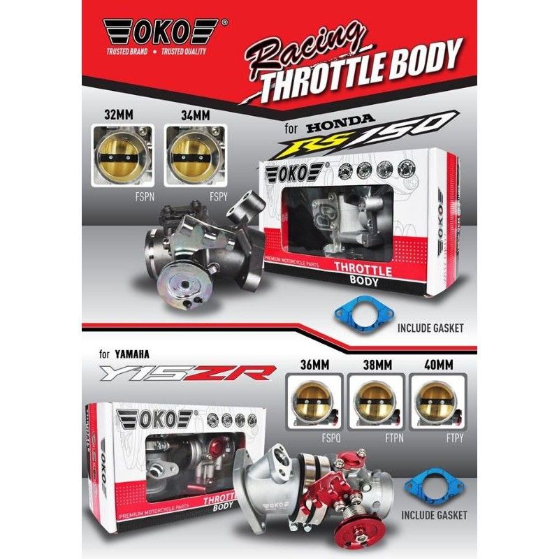 OKO RACING THROTTLE BODY SET Y15ZR V1 / V2 RS150 V1 / V2 EXCITER150 MX ...