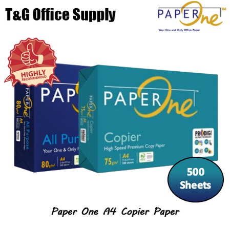 Paper One A4 Copier Paper 75GSM / 80GSM (500 Sheets Per Ream) | Kertas ...