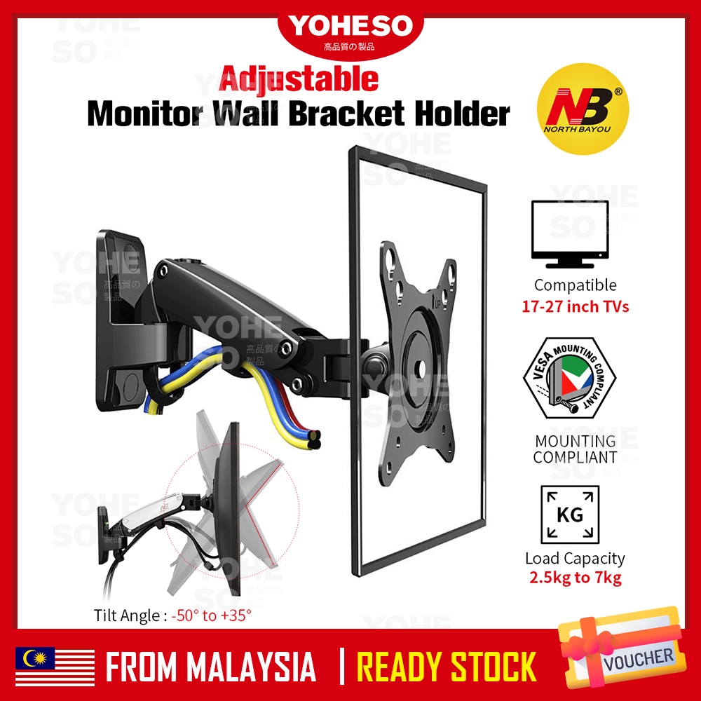 YOHESO Adjustable TV PC Monitor Wall Bracket Holder Mount fit 17-27 ...
