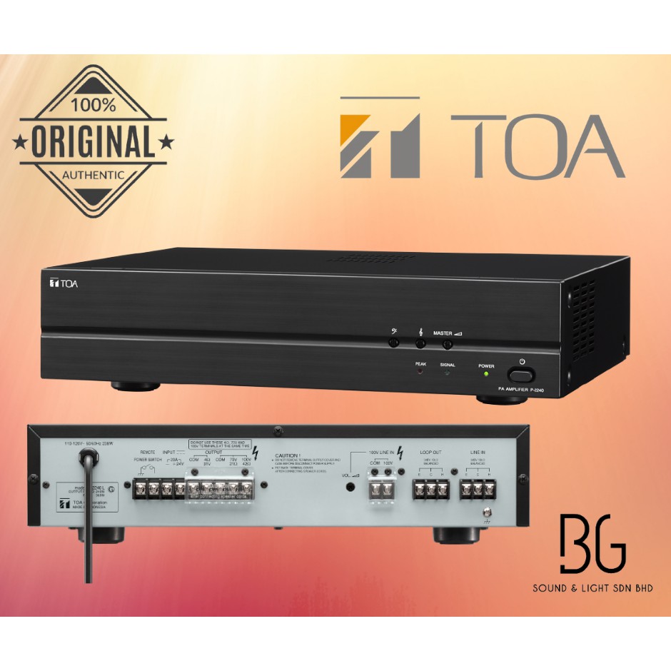 TOA Amplifier P-2240 240watt Power Amplifier H Version P.A System ...
