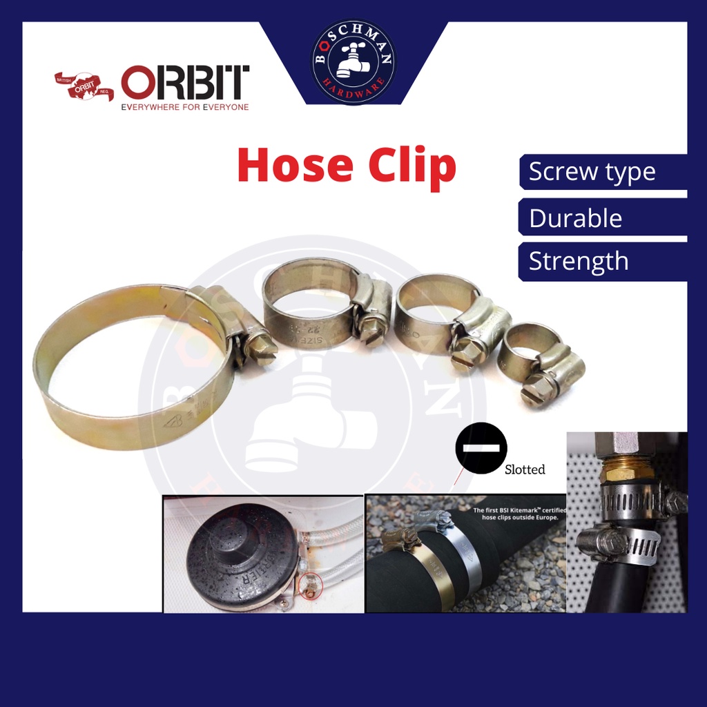 Orbit Hose Clip Clips Hose Clamp Clamps Screw Handle Drive Adjustable ...
