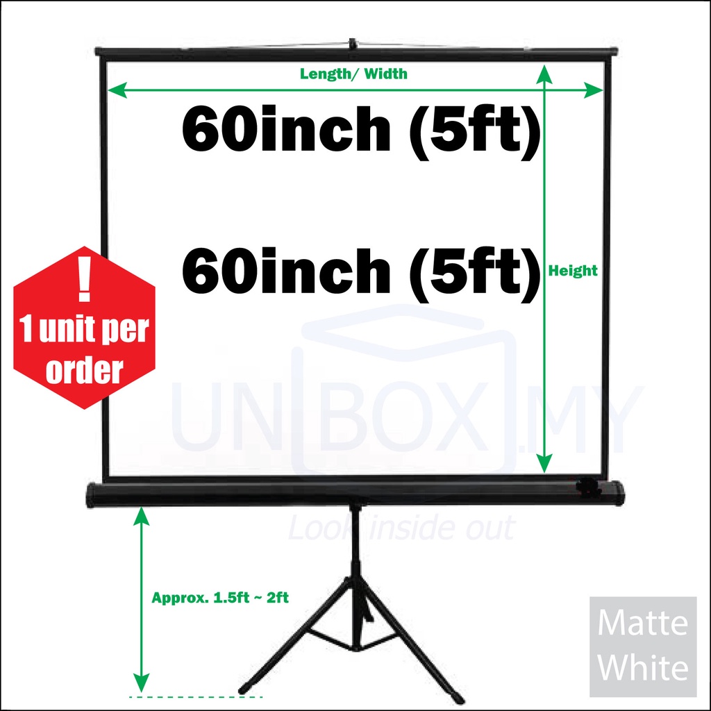 Tripod Screen Projector Matte White 5 6 ft 7 8 kaki Skrin Portable ...