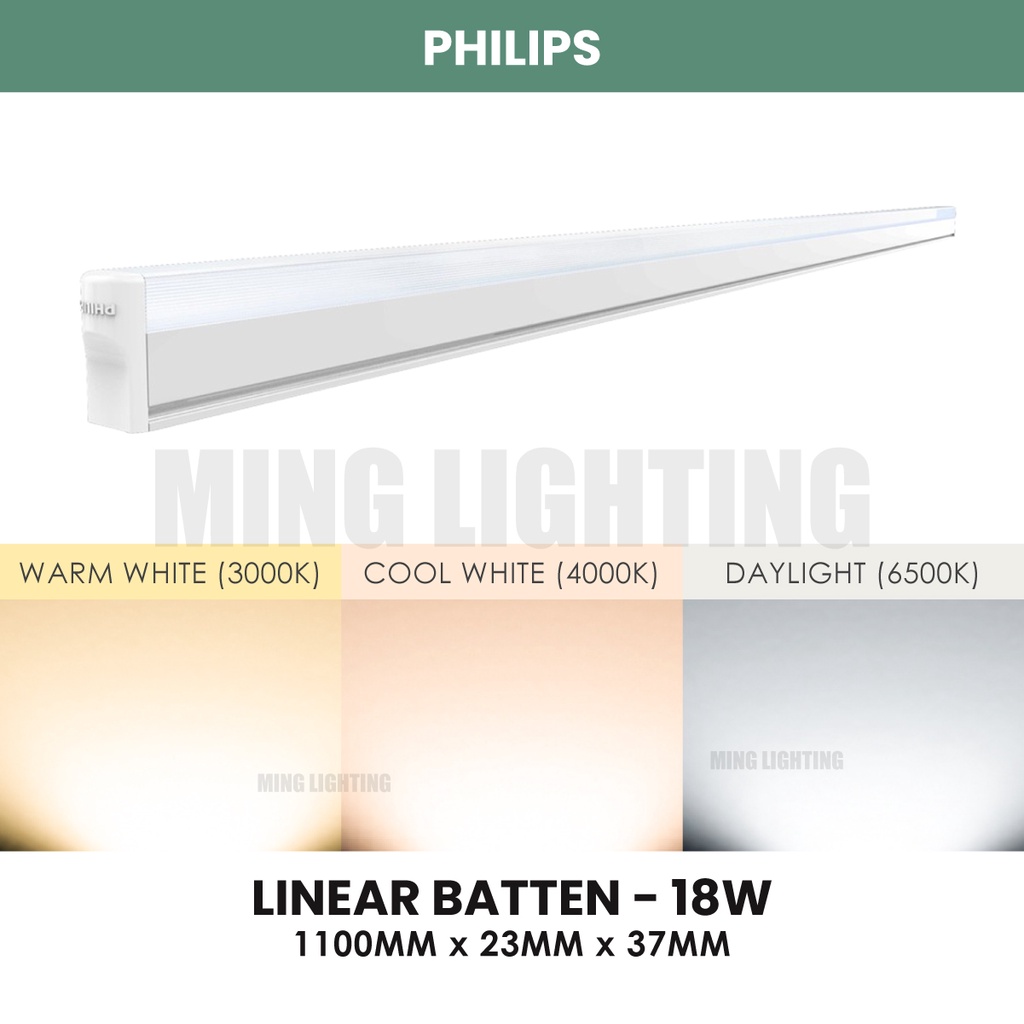 [Sirim] Philips Linear 18W LED Batten Light 4ft 2ft Strip Lights Tube Wall Ceiling Lighting ...