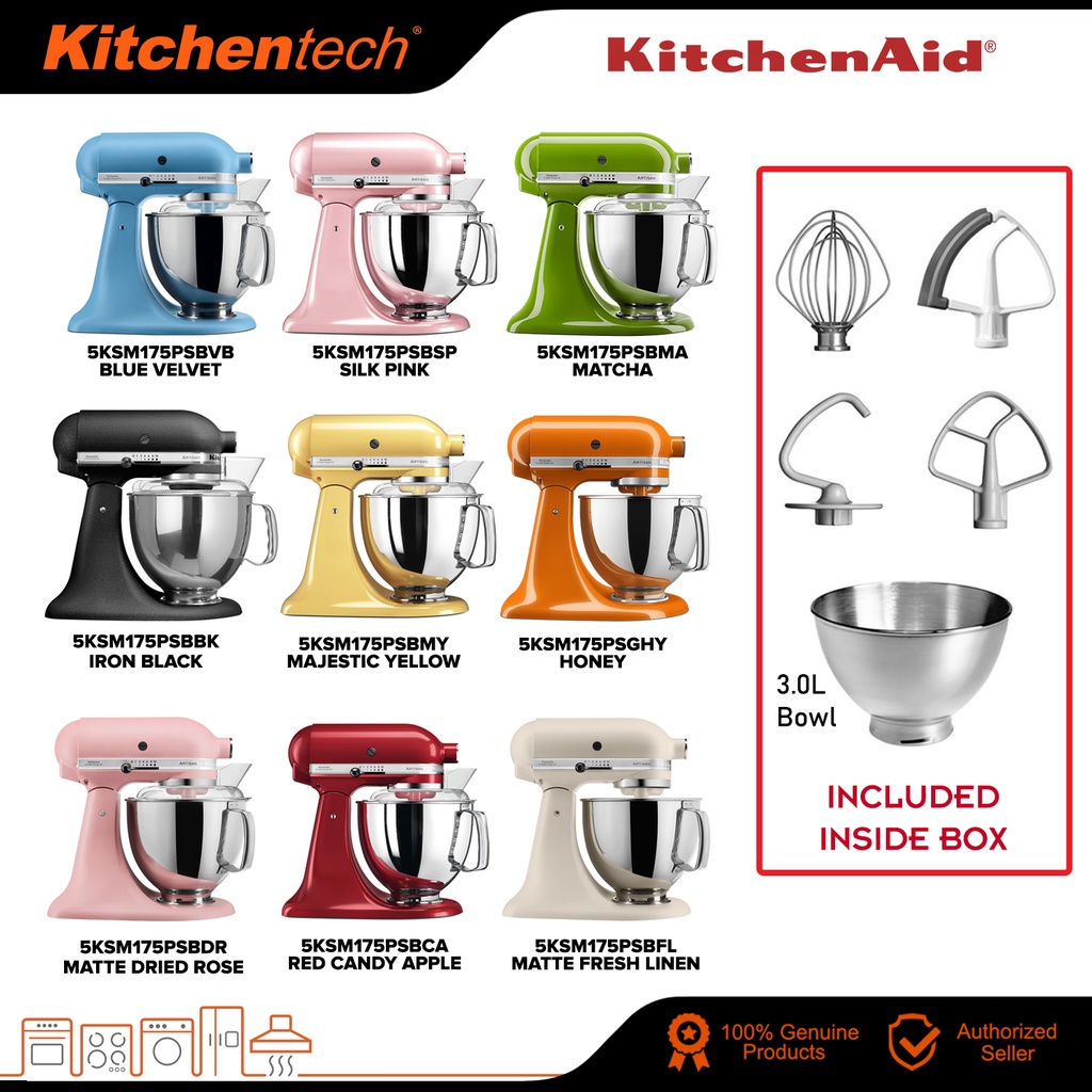 KitchenAid 5KSM175PS Artisan 4.8L Tilt-Head Stand Mixer With Twin Bowls ...