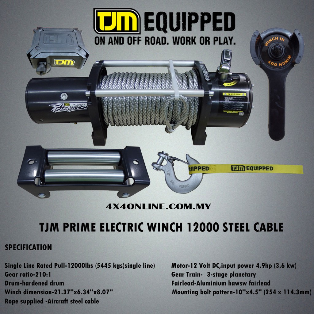 TJM PRIME ELECTRIC WINCH 12000 STEEL CABLE | Shopee Malaysia