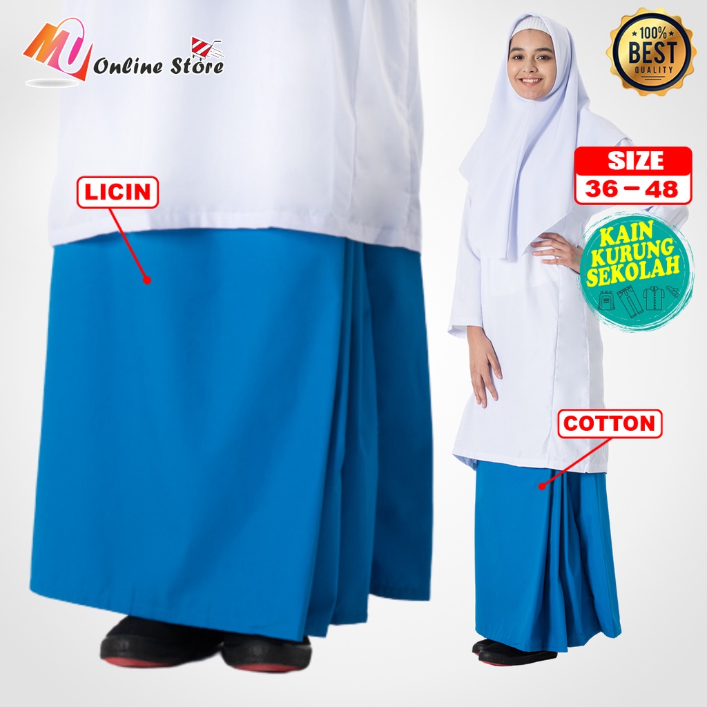 MU KAIN SEKOLAH MENENGAH BIRU LICIN & COTTON / UNIFORM SEKOLAH / EASY ...
