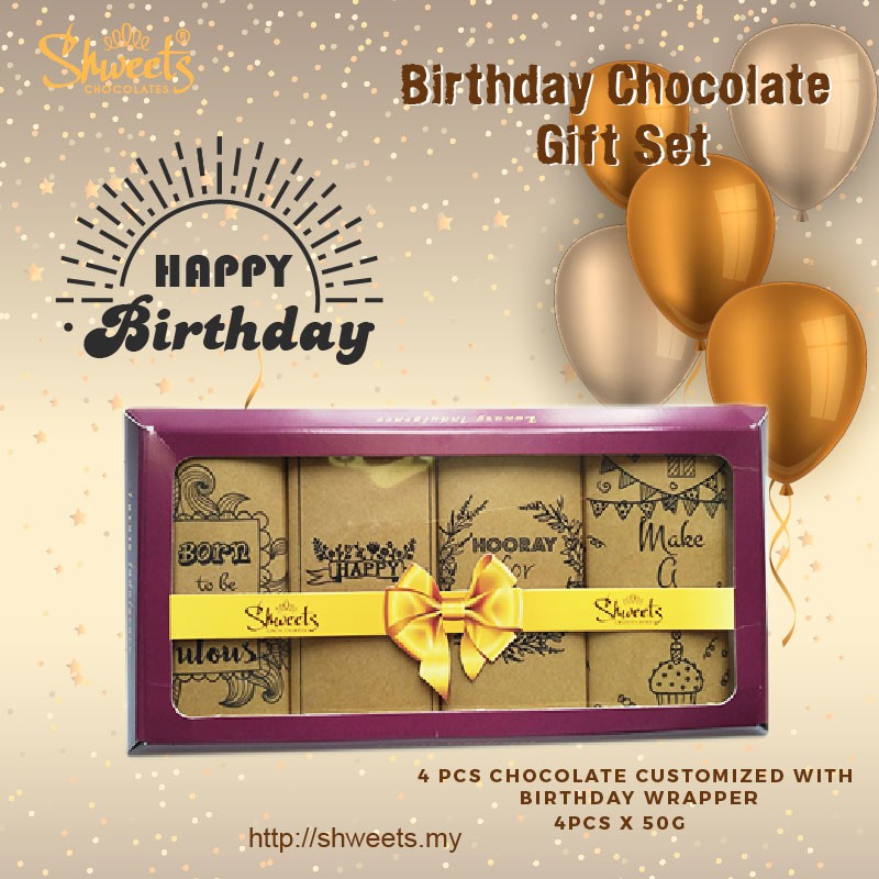 Customized Happy Birthday Chocolate Gift Set 4, Chocolate Box, Hadiah ...