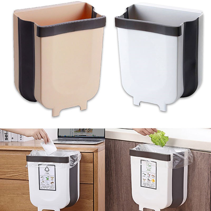 Folding Mounted Wall Hanging Bakul Sampah Dapur Kitchen Dustbin Trash ...