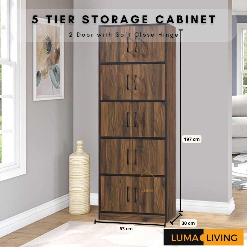 LUMA Living 5 Tier File Cabinet Almari Buku 10 Pintu Storage Cabinet 10 ...