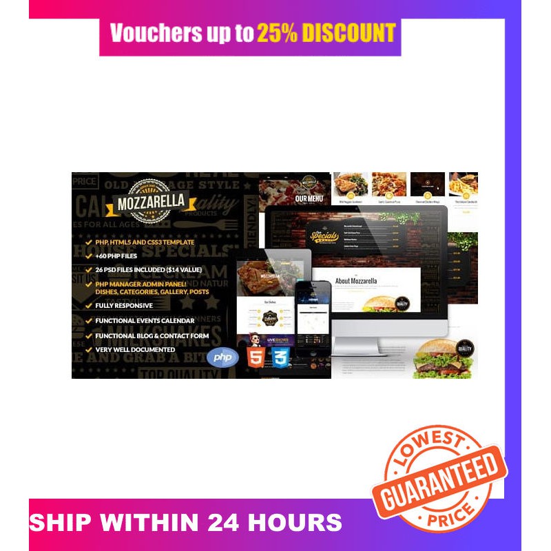 [LIMITED EDITION] Mozzarella - Php Html Cafe Bar Template | Shopee Malaysia