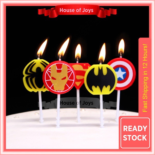Ready Stock 5 pcs Marvel Avengers Birthday Candle Batman, Ironman ...