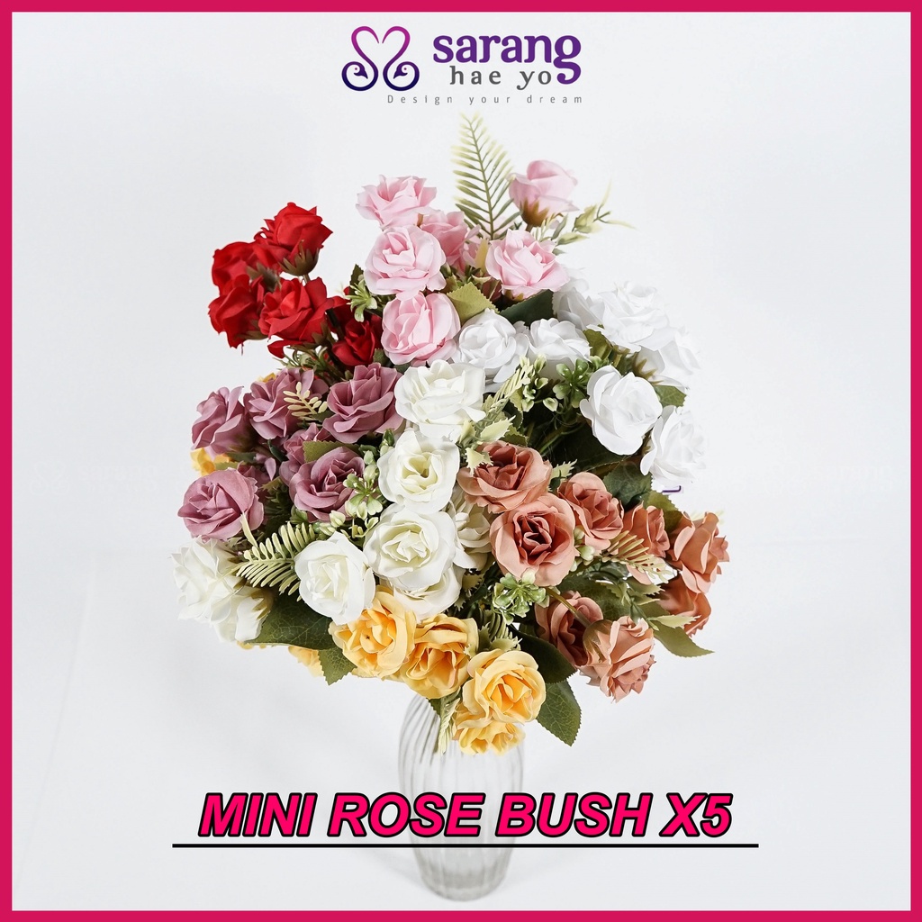 Artificial Mini Rose Flower Home Decor Hand Bouquet Bunga Ros Hiasan ...