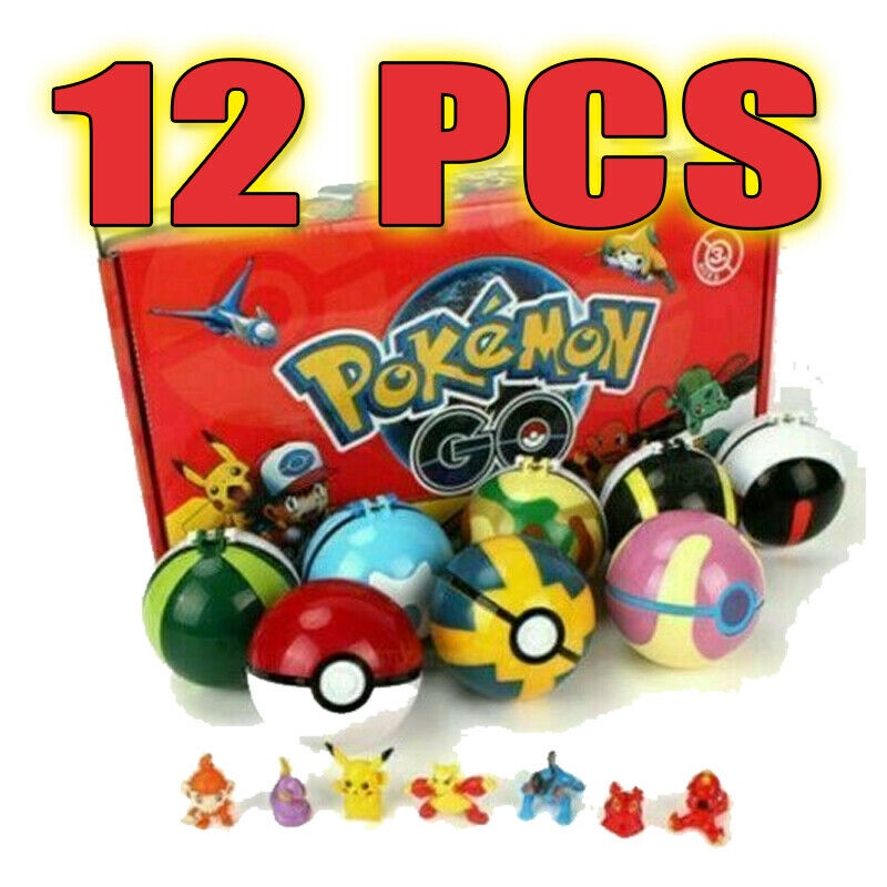 12Pcs Pokemon Pikachu Ball Set Pokeball Figures Kids Toys For Children ...
