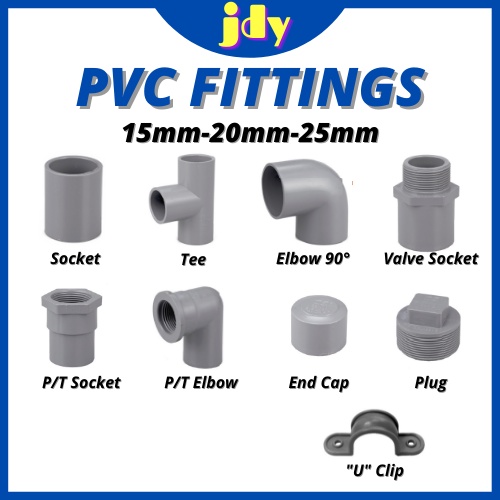 PVC Pipe Fitting Paip PVC Connector Socket Elbow Tee Valve Socket Plug End Cap U Clip PT Socket ...