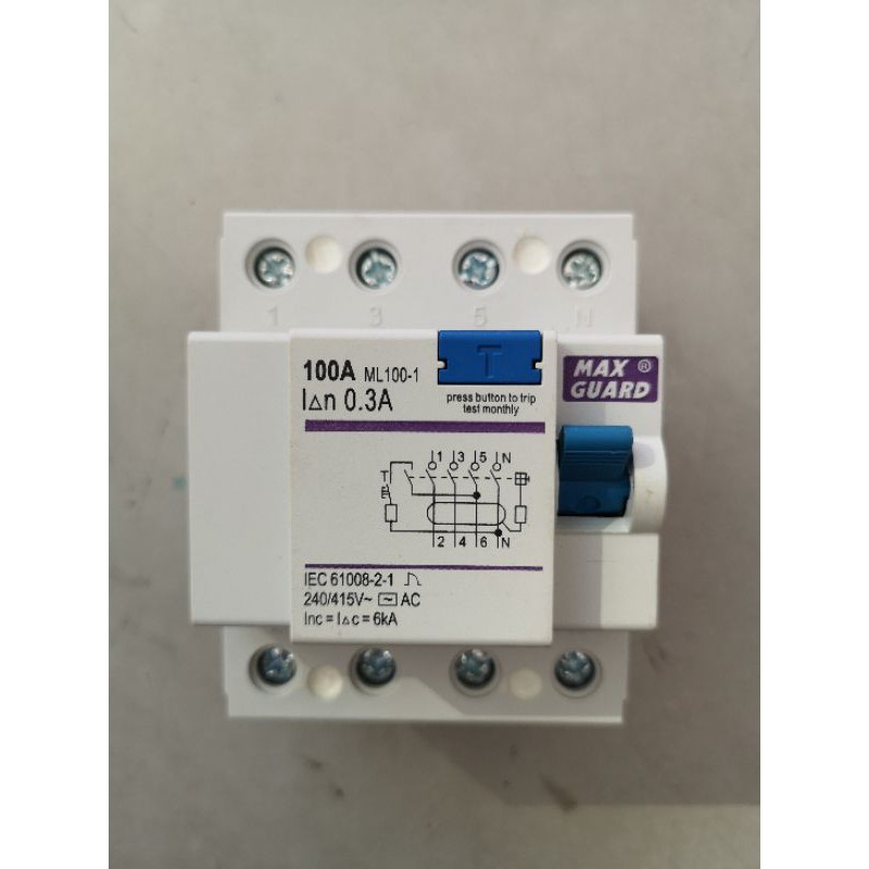 Maxguard ELCB 100A 4P 300mA / Maxguard RCCB (Warranty 1 Year) | Shopee ...