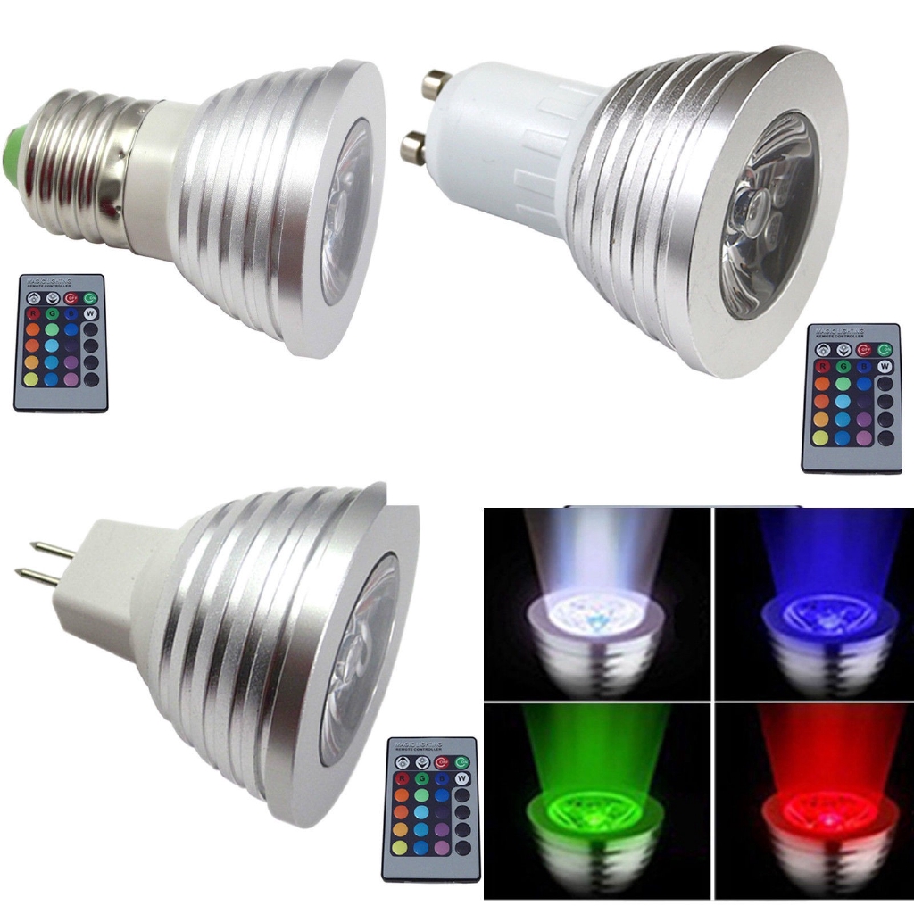 E27 MR16 GU10 GU5.3 RGBW RGB 16 Color Changing 3W 4W LED Light Bulb ...