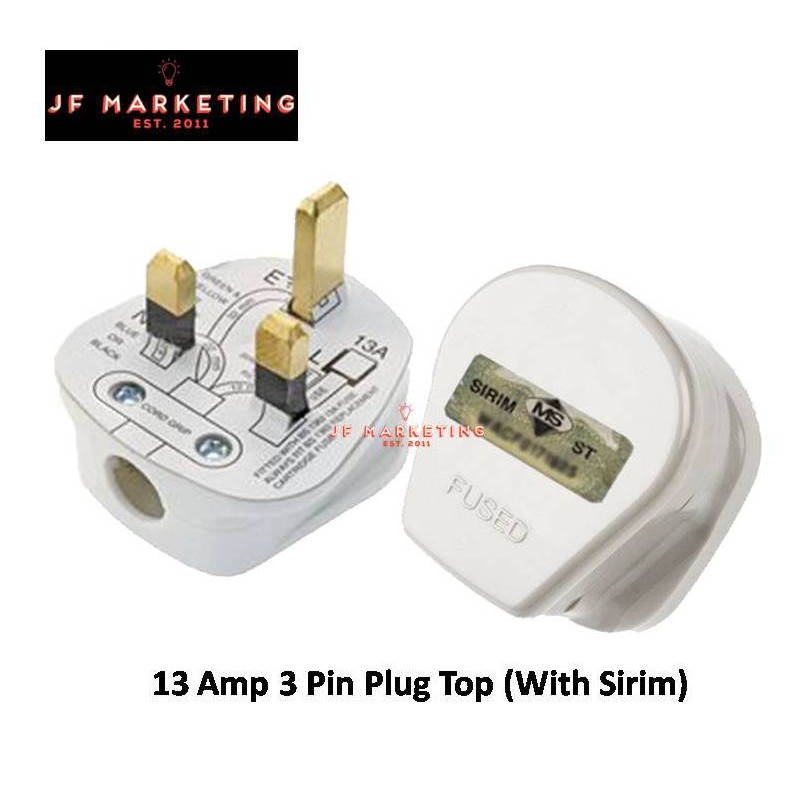 13 Amp 3 Pin Plug Top (With Sirim) / 2Round Pin Plug & Socket /2 Pin EU ...