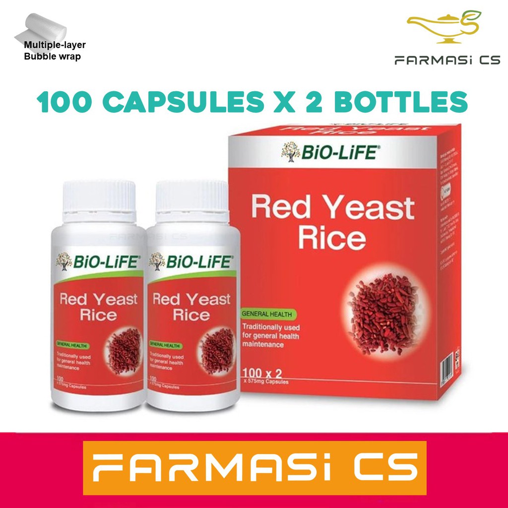 Bio-Life Red Yeast Rice 100 Capsules x 2 Bottles (TWIN) EXP:03/2026 ...