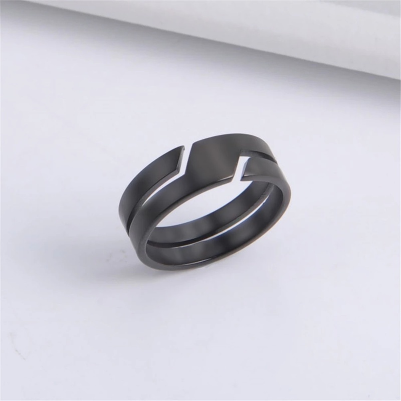 Korean Version Classic Personality Line Pattern Metal Ring/ Black ...