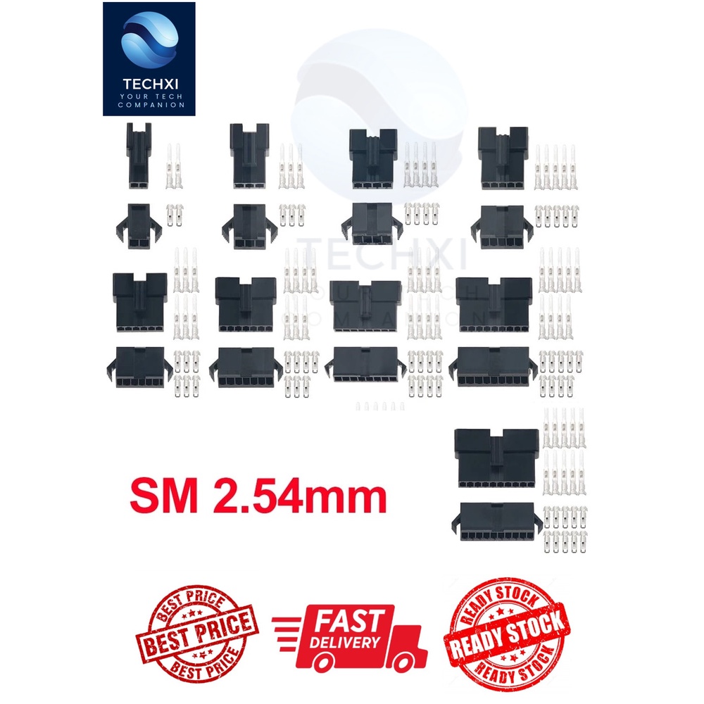 2.54mm SM Connector Plug Pitch Female and Male Housing + Terminals JST SM2.54 - 2P / 3P/ 4P (SET ...