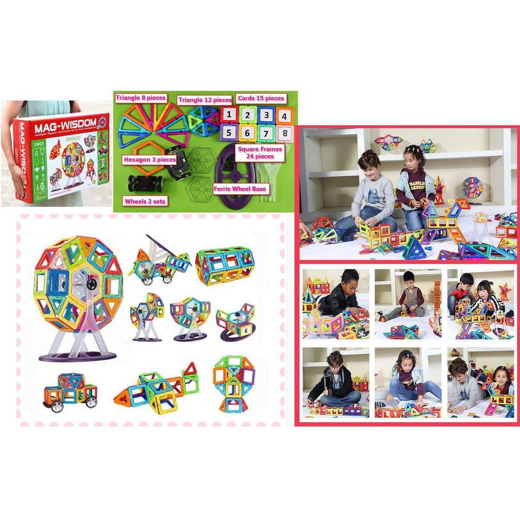 MAG-WISDOM Magnetic Toy 71 pcs Set (Gift Box Packaging) | Shopee Malaysia