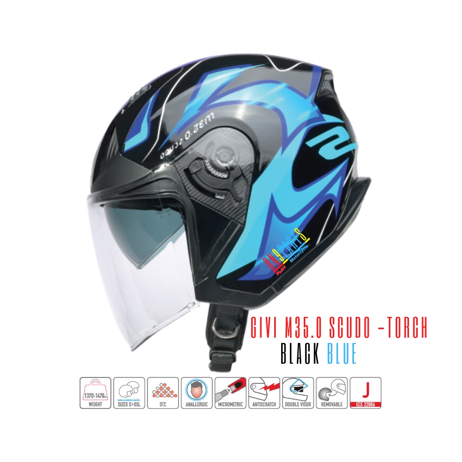Givi M35.0 SCUDO Double Visor Open Face Helmet - S , M , L , XL , 2XL | Shopee Malaysia