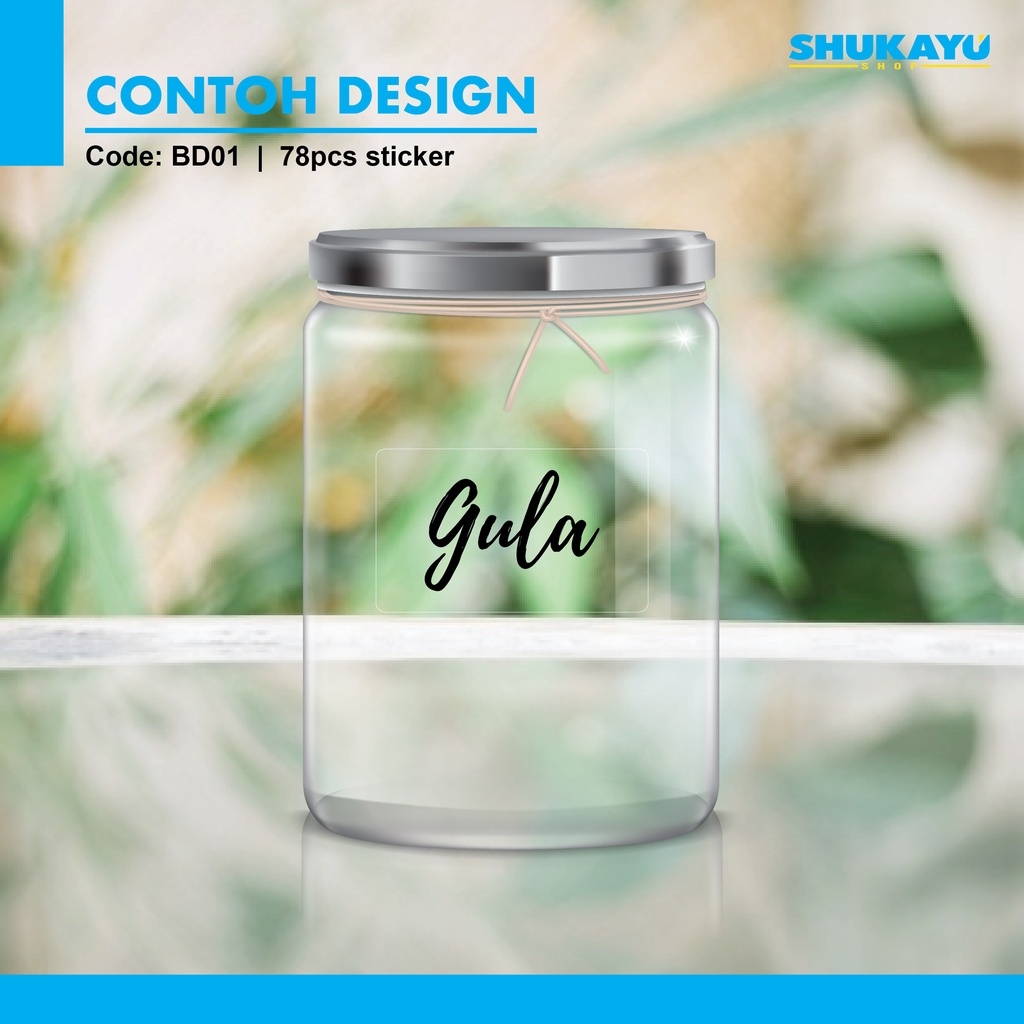 (78pcs) Sticker Barang Dapur BD01 / Sticker Transparent / Sticker Kalis ...