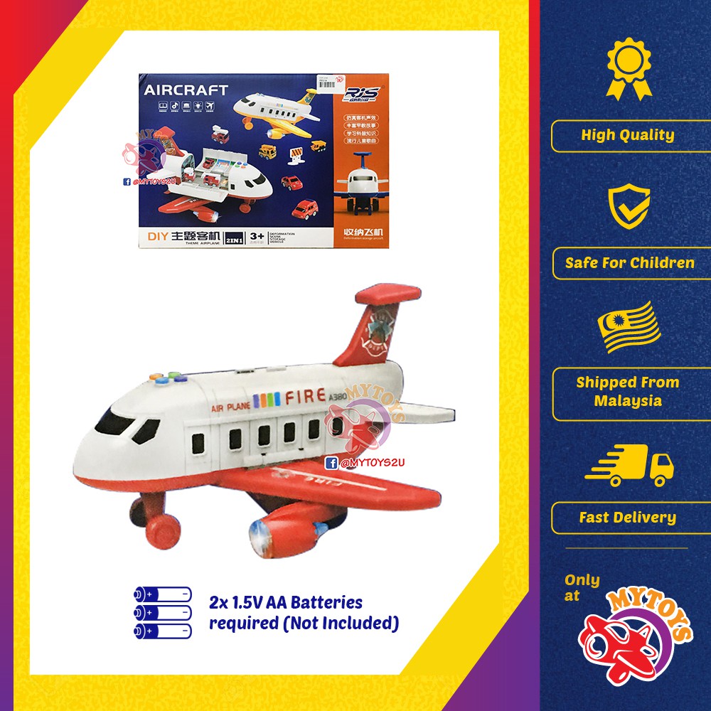 Red Aeroplane Plane Pullback 30cm Airbus Garage with Light and Sound ...