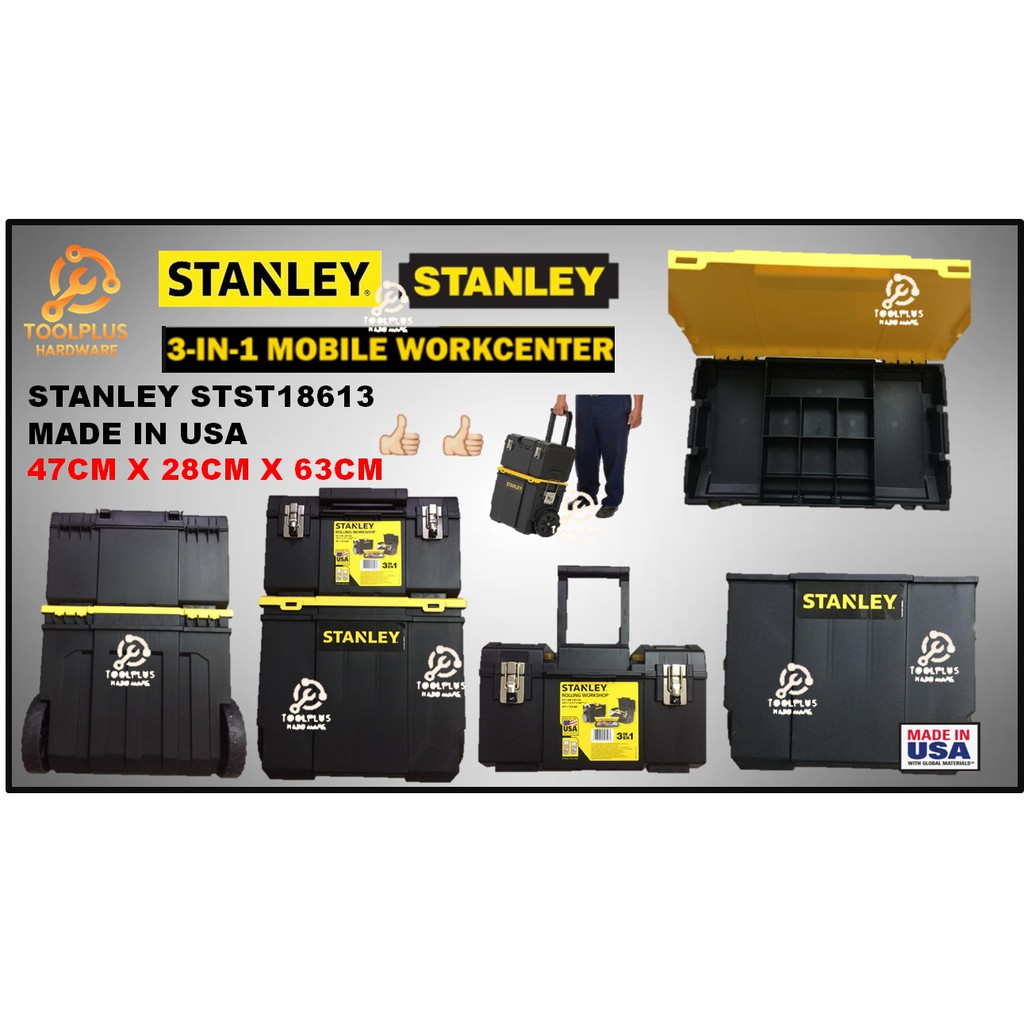 STANLEY STST18613 3 IN 1 TROLLEY TOOL BOX STORAGE ORGANISER Mobile Work ...