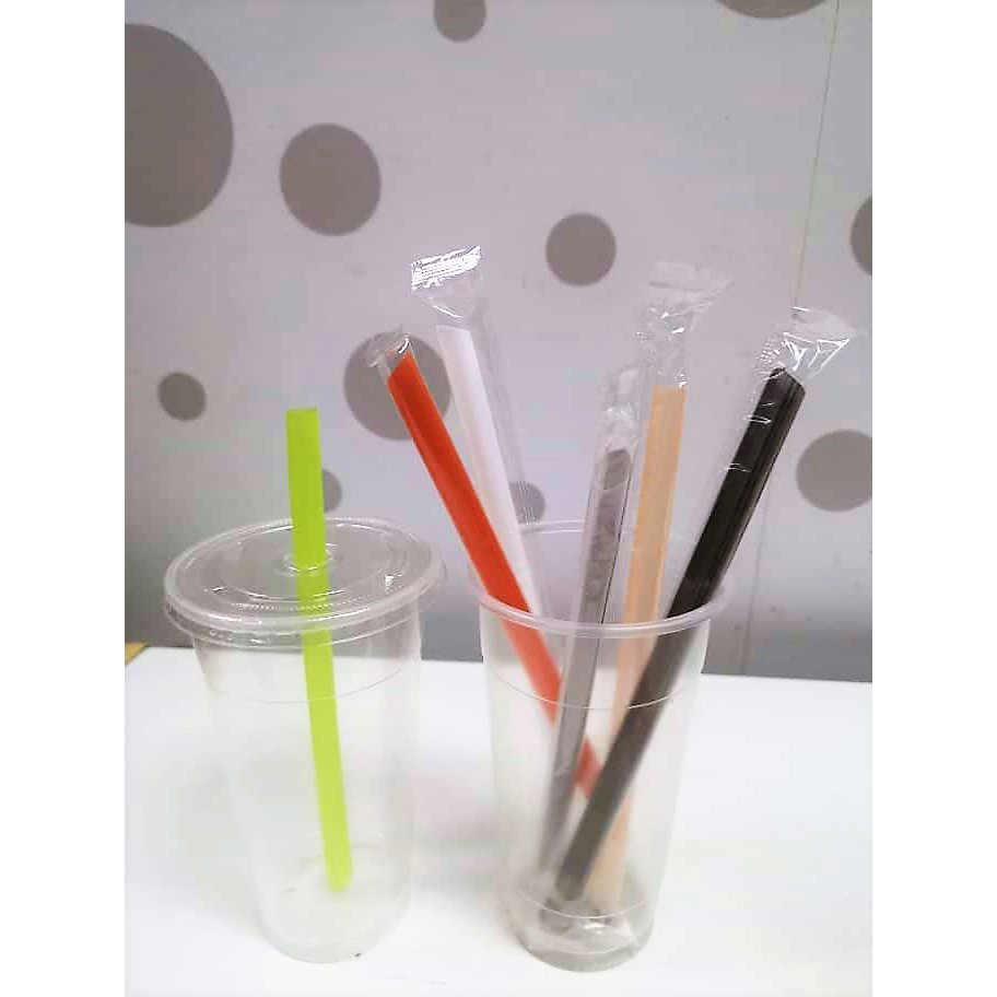 21cm/50Pcs Long Plastic Individual Giant Big Straw Sharp for 700ml Milk ...