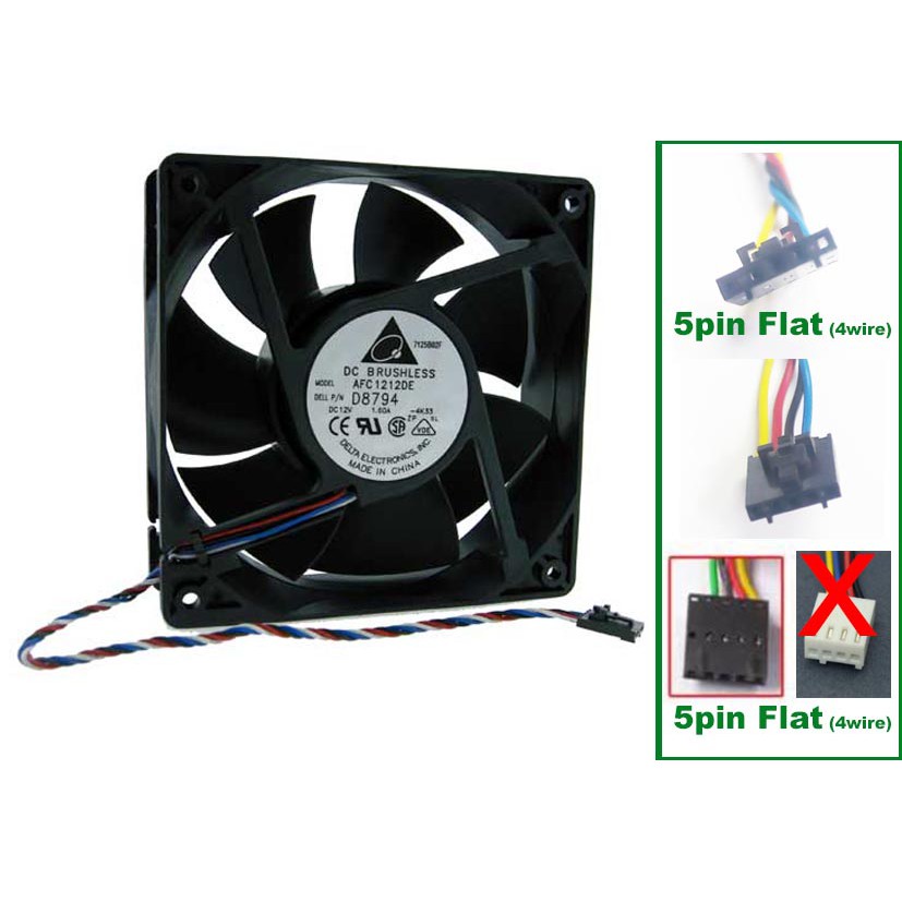 Original Delta DC Brushless AFC1212DE Flat 5pin 4wire 12cm 12V 1.60A 120*38mm case big cooling ...