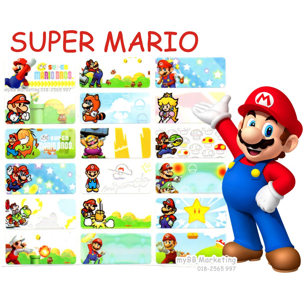Super Mario Name Sticker (waterproof）(Ready Stock) | Shopee Malaysia